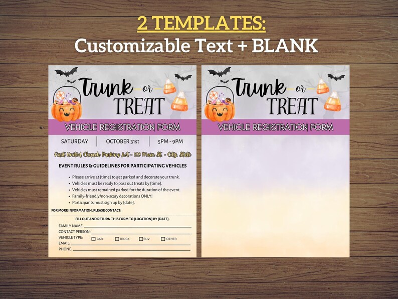 Editable Vehicle Registration Trunk or Treat Halloween Church Flyer 8 ...
