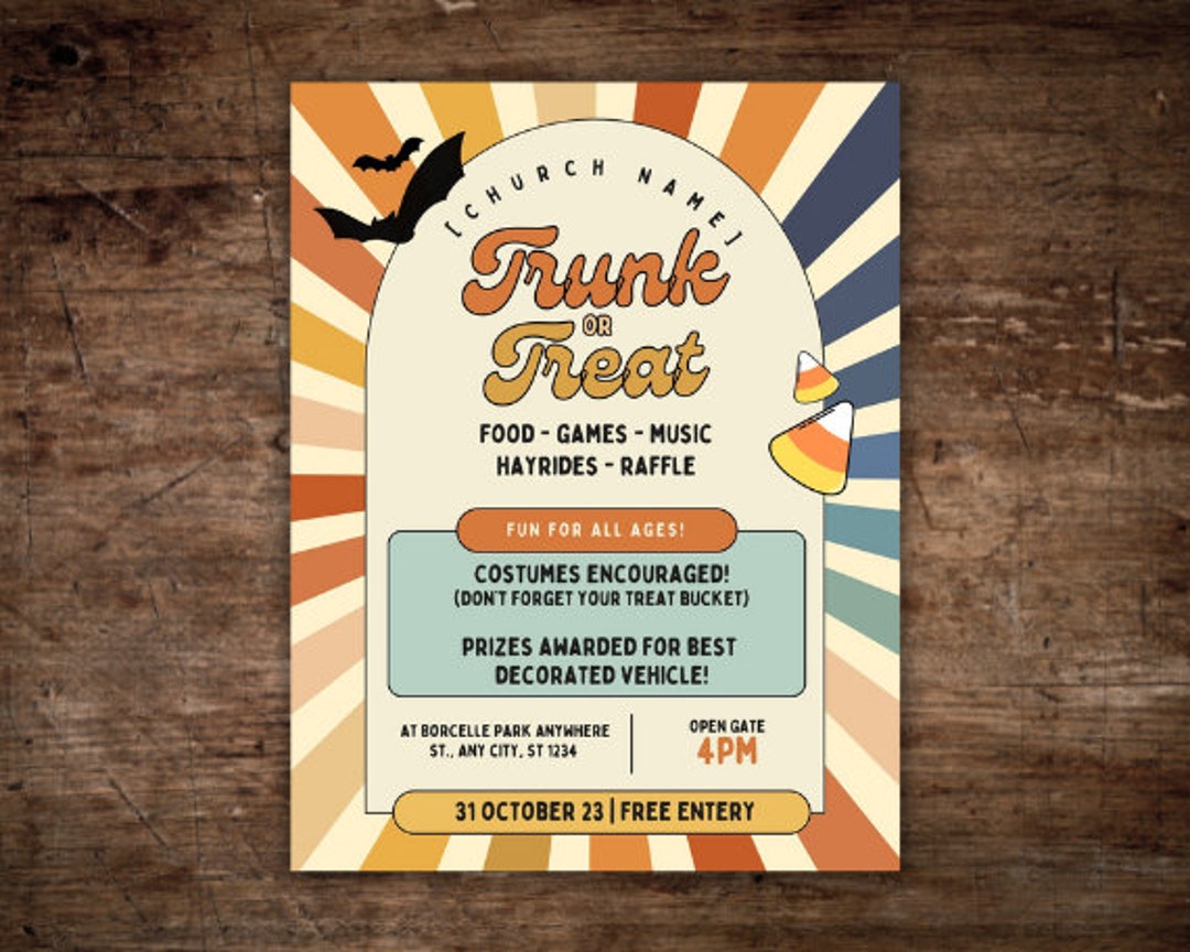 Editable Trunk or Treat Halloween Church Flyer 8.5"x11" PDF Trunk-or ...