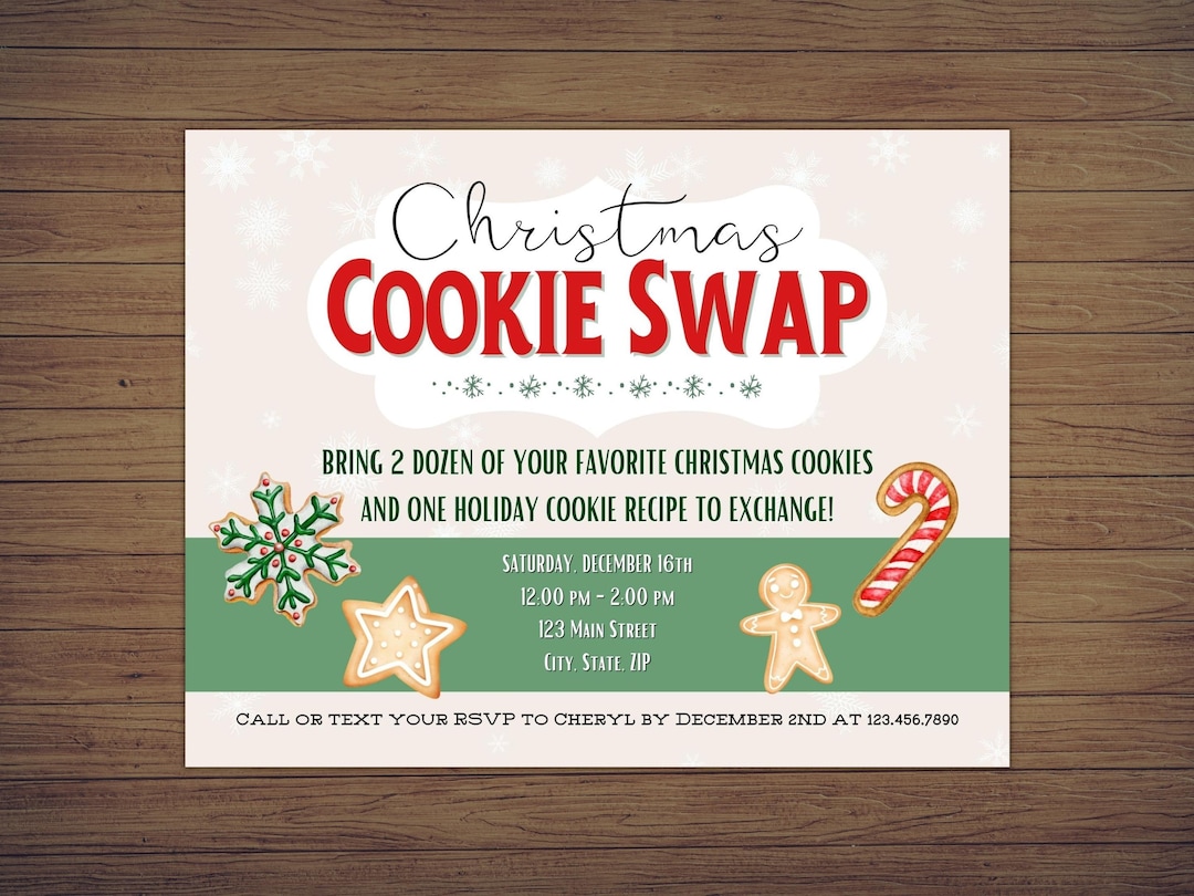 Editable Christmas Cookie Exchange Invitation Custom Cookie Swap ...