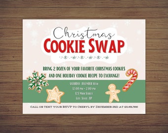 Christmas Cookie Exchange Invitation Editable Cookie Party - Etsy