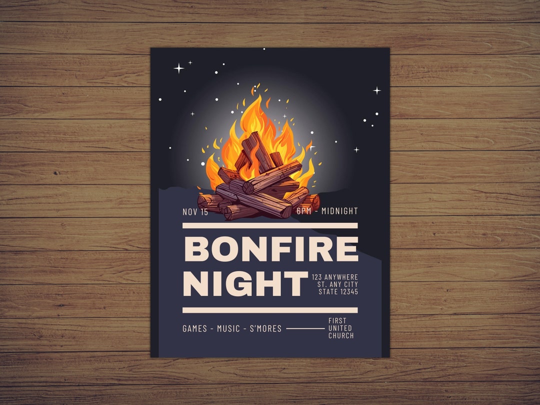 Editable Bonfire Church Flyer Invitation PDF Halloween Fall Harvest ...