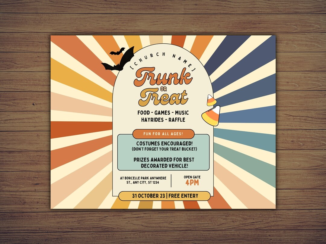 Editable Trunk or Treat Halloween Church Flyer 8.5"x11" PDF Trunk-or ...