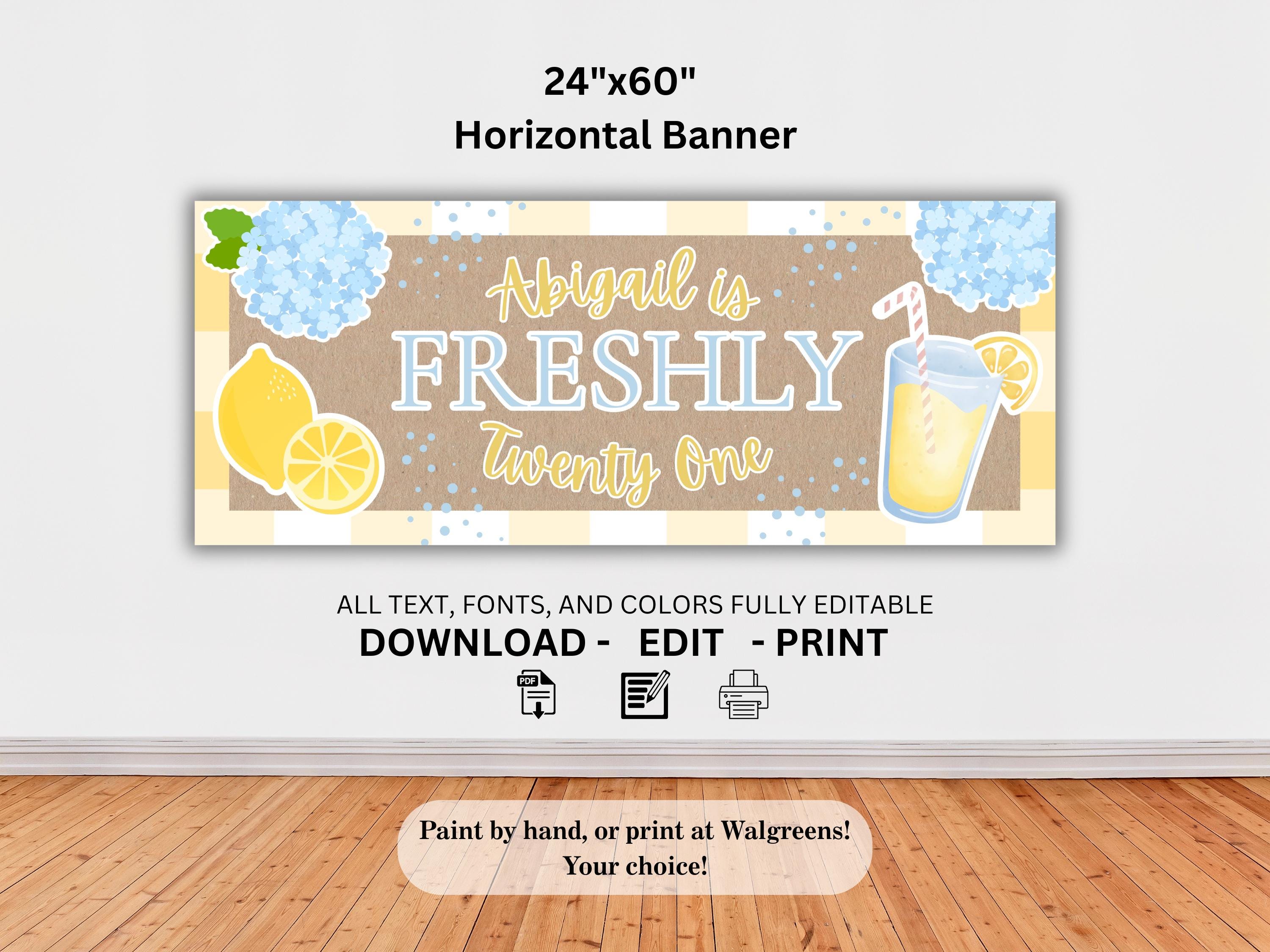 Custom Lemon Banner Template | Birthday Party Banner | Banner Mock up ...