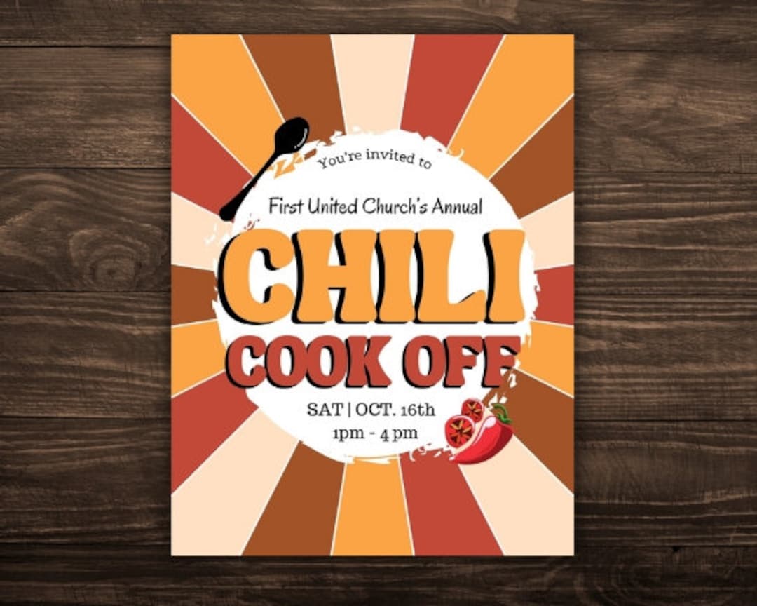 Chili Cook off Church Flyer Editable PDF Fall Festival Event Flyer ...