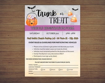 Editable Trunk or Treat Halloween Church Flyer 8.5"x11" PDF Trunk-or ...