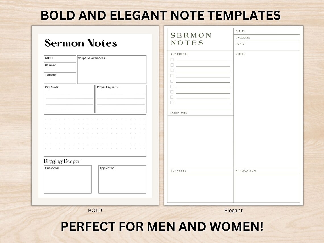 Printable Sermon Notes Sermon Summary Note Christian Planner Digital ...