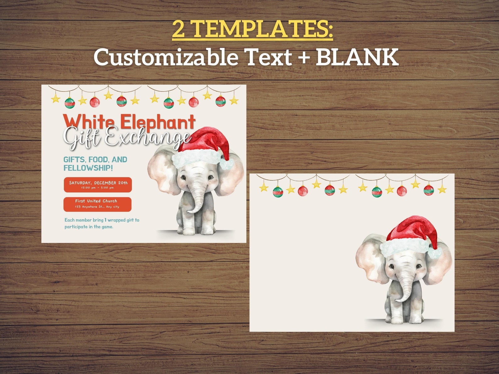 Editable White Elephant Gift Exchange Invitation Christmas Party ...
