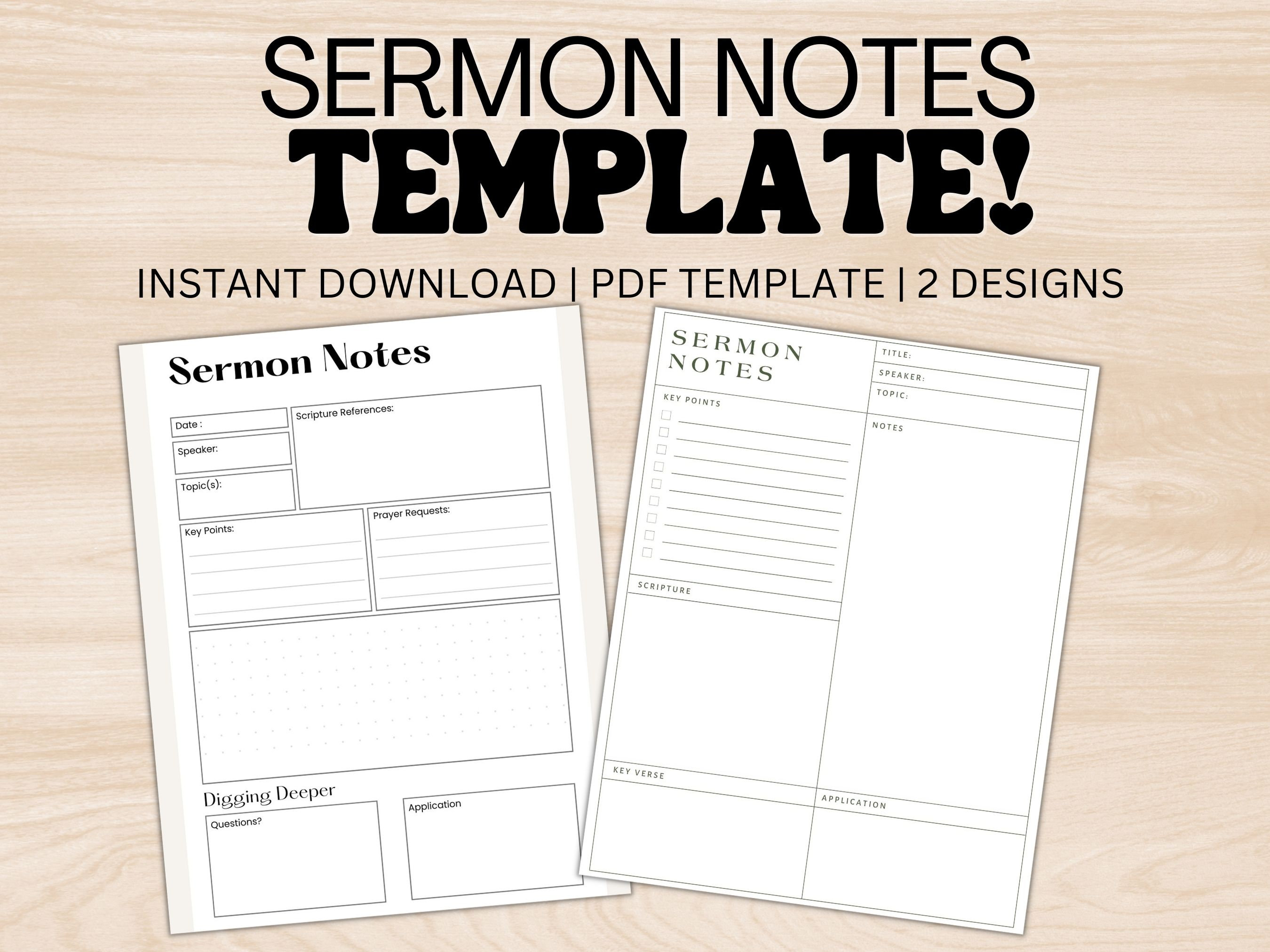 Printable Sermon Notes Sermon Summary Note Christian Planner Digital ...