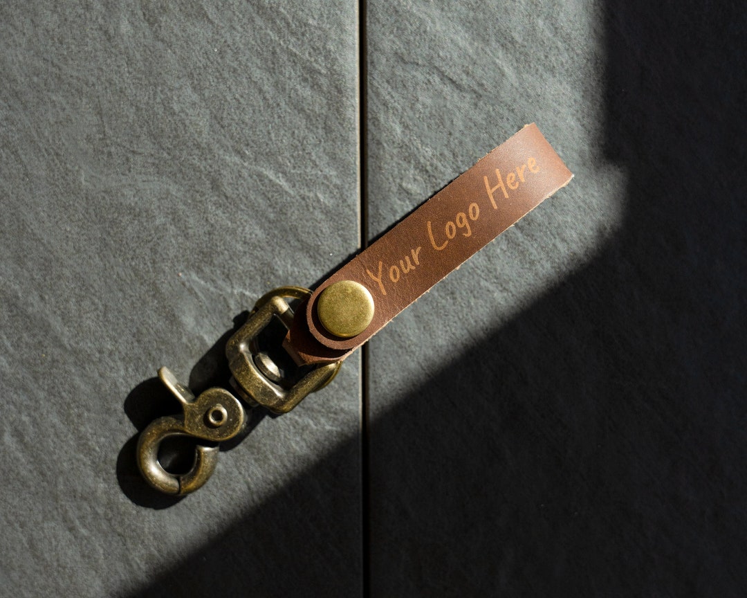 Your Logo Here Belt Loop Key Chain, Leather Key Fob, Custom Key Chain ...