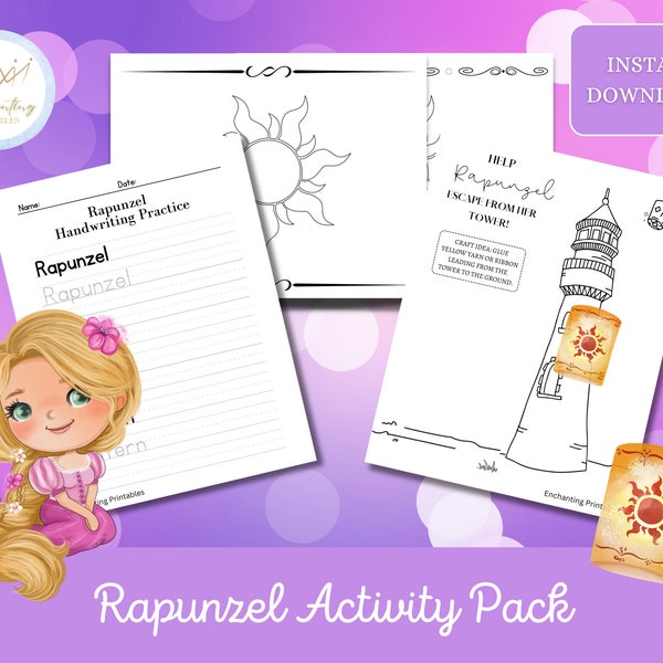 Rapunzel Birthday Party Coloring - Etsy