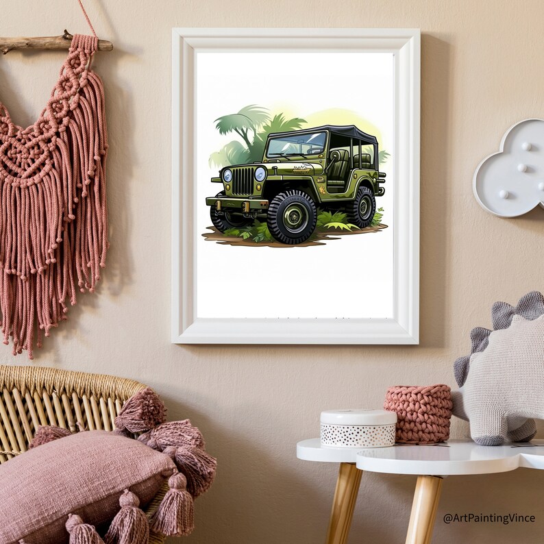 Jeep Willys Digital Poster Wall Decoration Children's Room Gift Idea ...