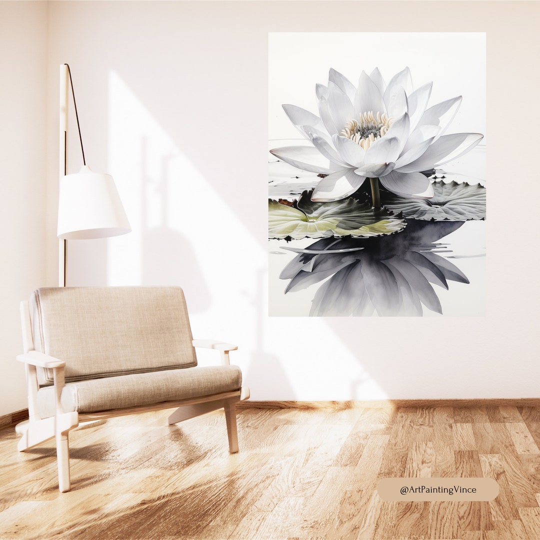 Lotus Flower Print Digital Poster Watercolor Lotus Flower Digital ...