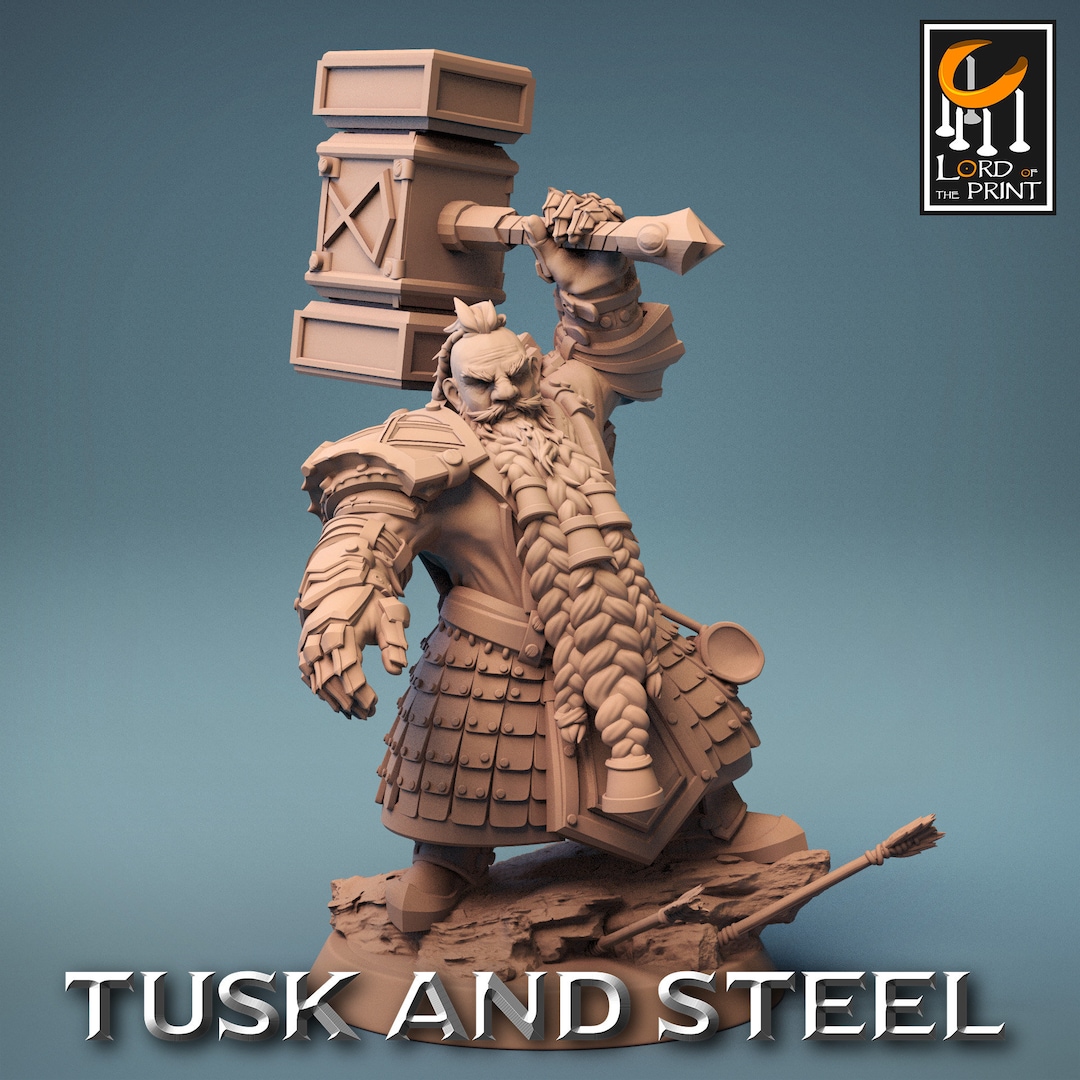 Dwarf Soldier Hammer Load Figure 3D - High Quality Print - Dungeons and ...