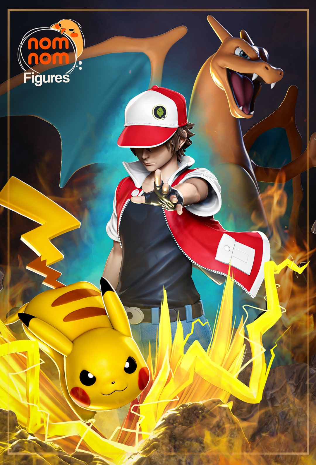 Red Pokemon 3D Figure High Quality Print Game Anime 3D Sculpture STL ...