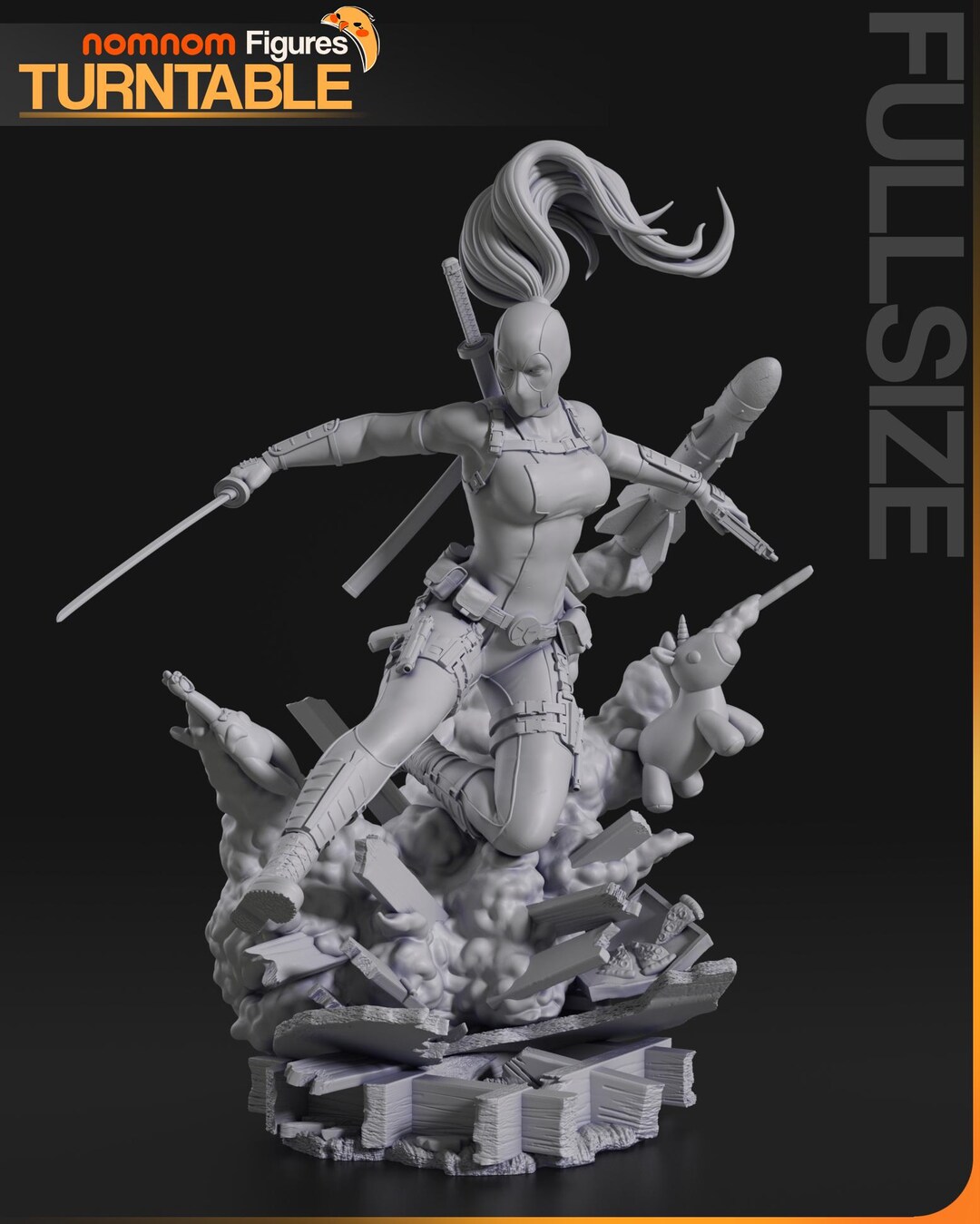 Lady Deadpool 3D Figure High Quality Print Marvel Fantasy 3D Sculpture ...