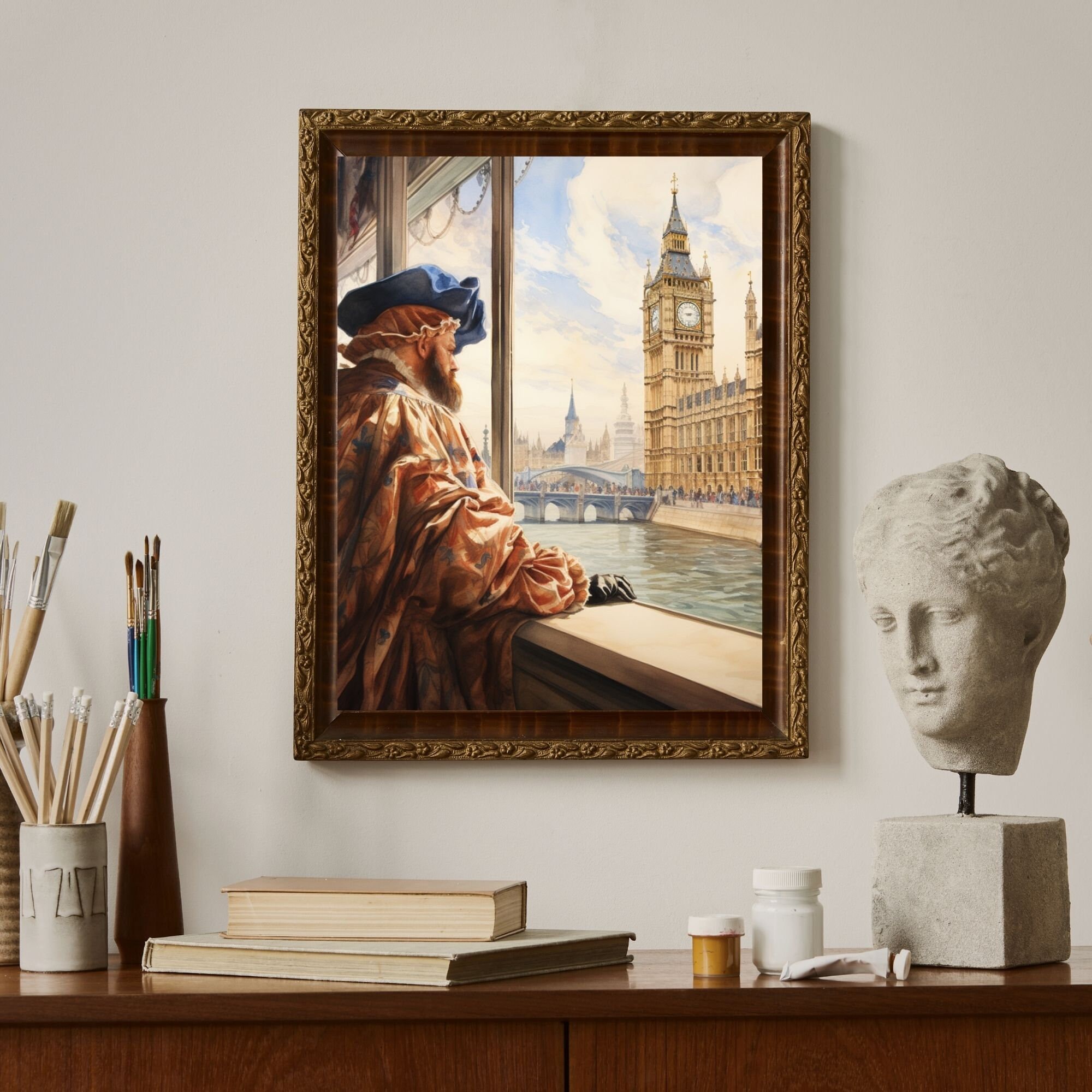 Printable King Henry VIII Looking at Big Ben in the Modern Day ...