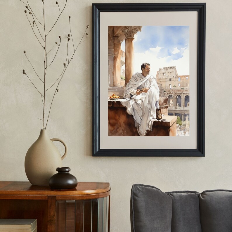 Printable Julius Caesar at the Colosseum in the Modern Day Watercolor ...