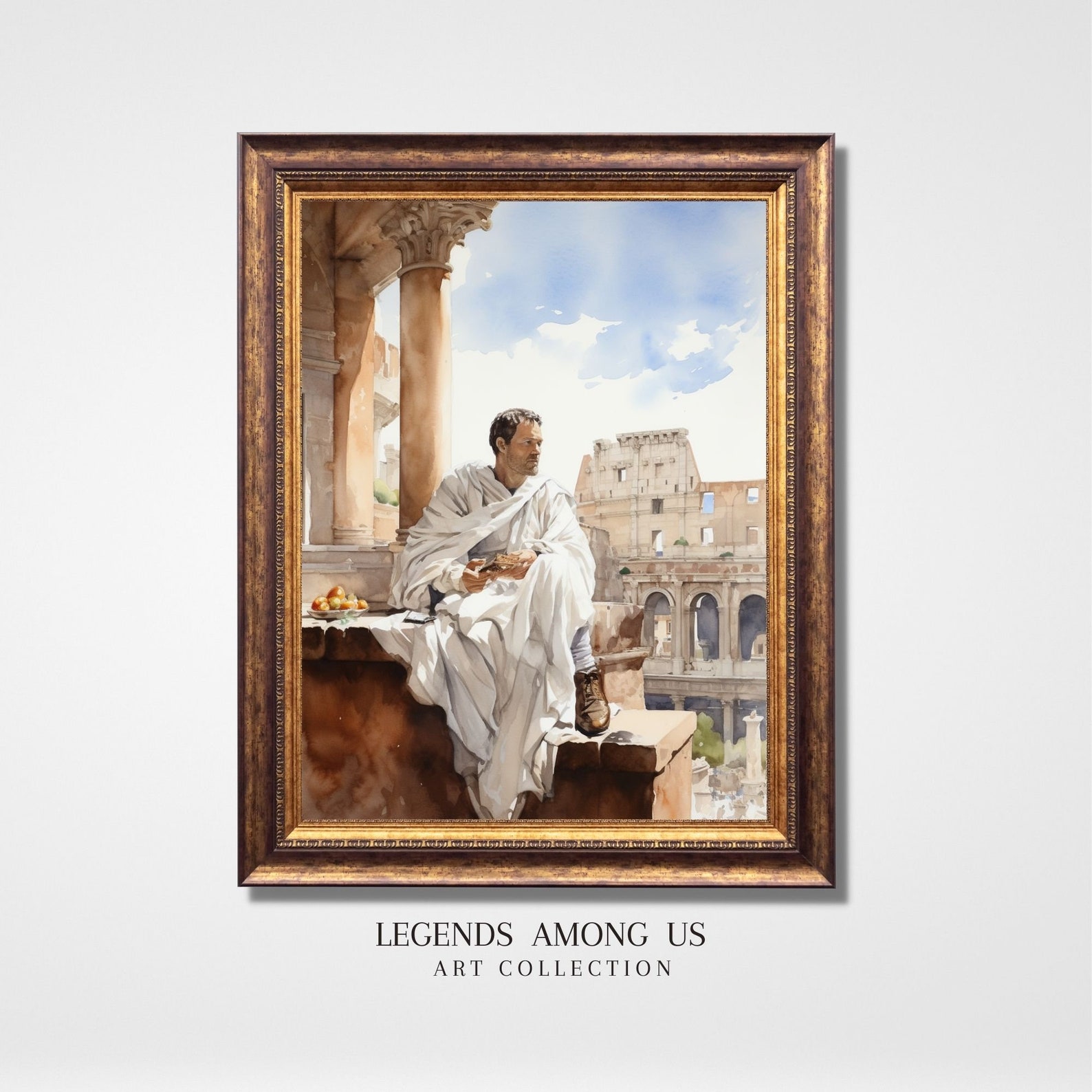 Printable Julius Caesar at the Colosseum in the Modern Day Watercolor ...
