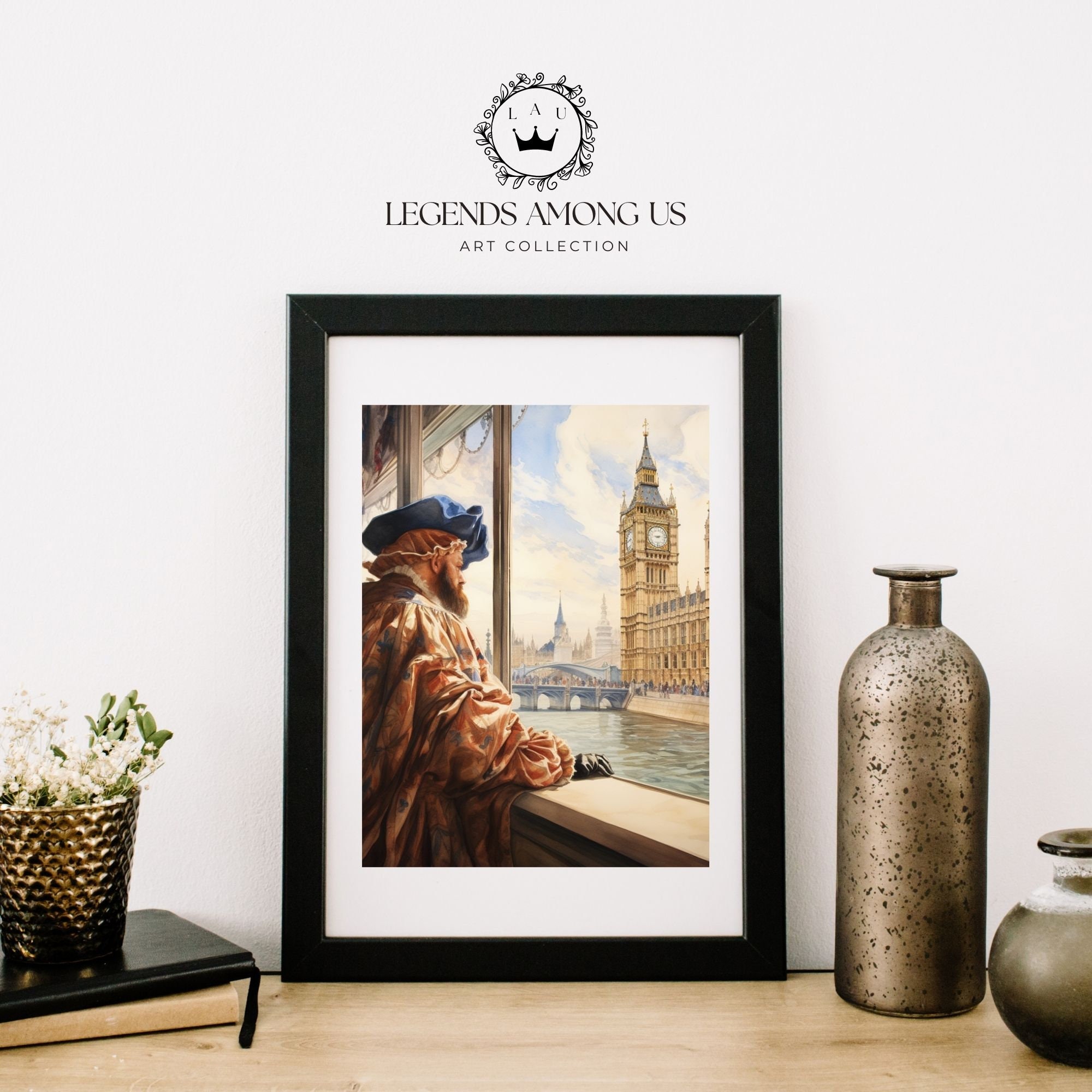 Printable King Henry VIII Looking at Big Ben in the Modern Day ...