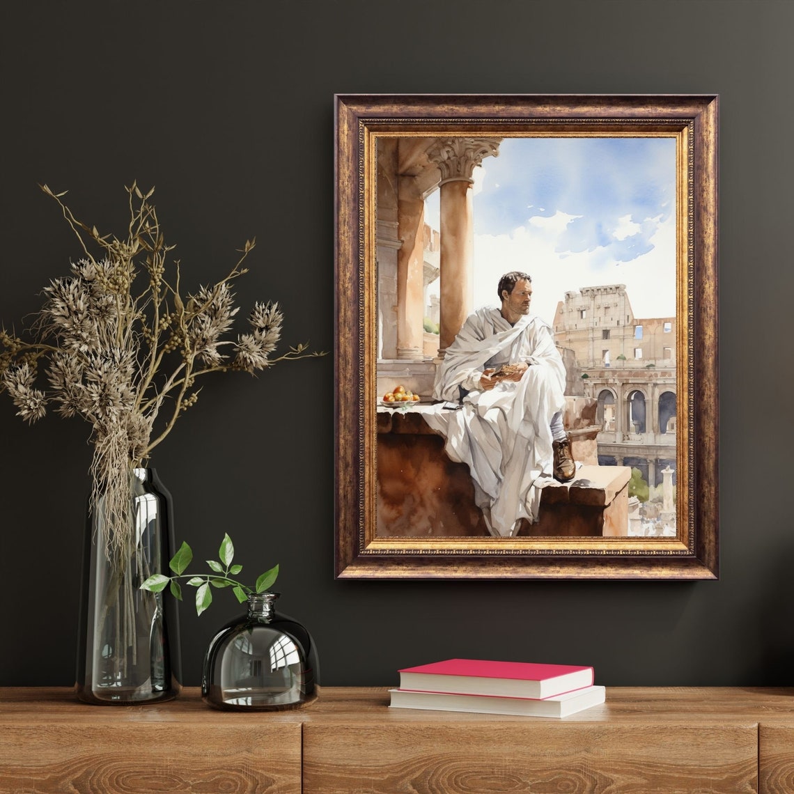 Printable Julius Caesar at the Colosseum in the Modern Day Watercolor ...