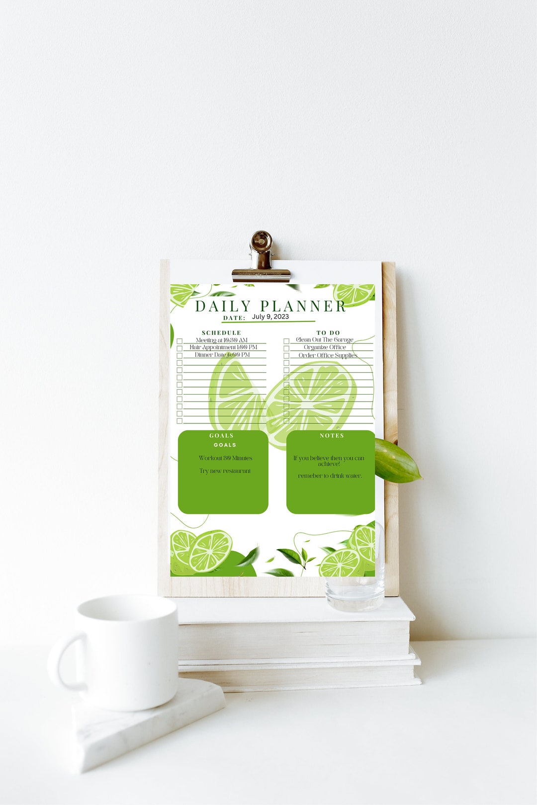 Daily Planner, Lime Theme, Printable Planner, Instant Download, A4 ...