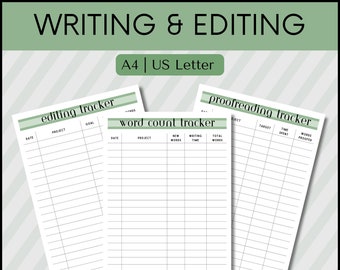Word Count Tracker, Editing Tracker, Proofreading Tracker, Writing ...