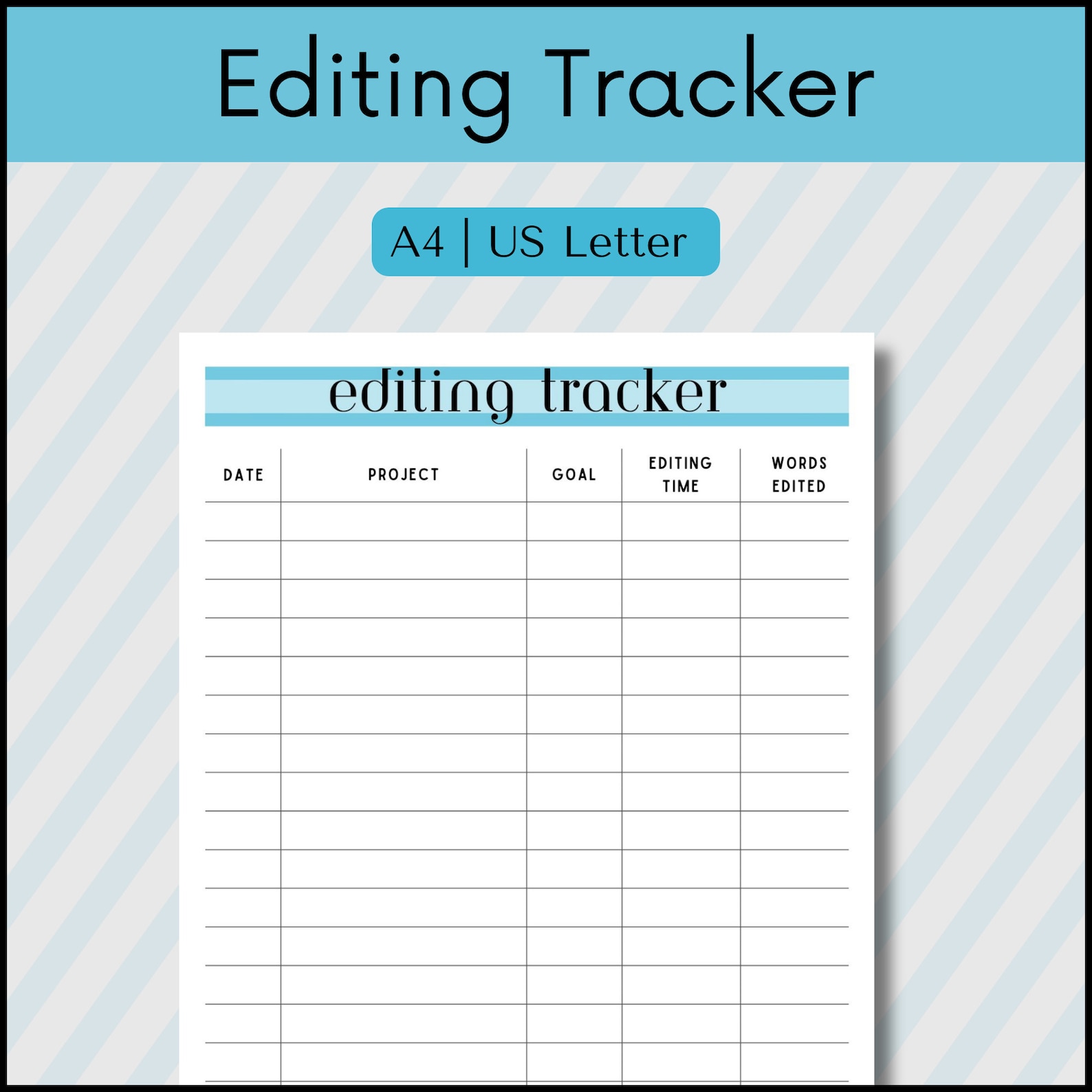 Word Count Tracker, Editing Tracker, Proofreading Tracker, Writing ...