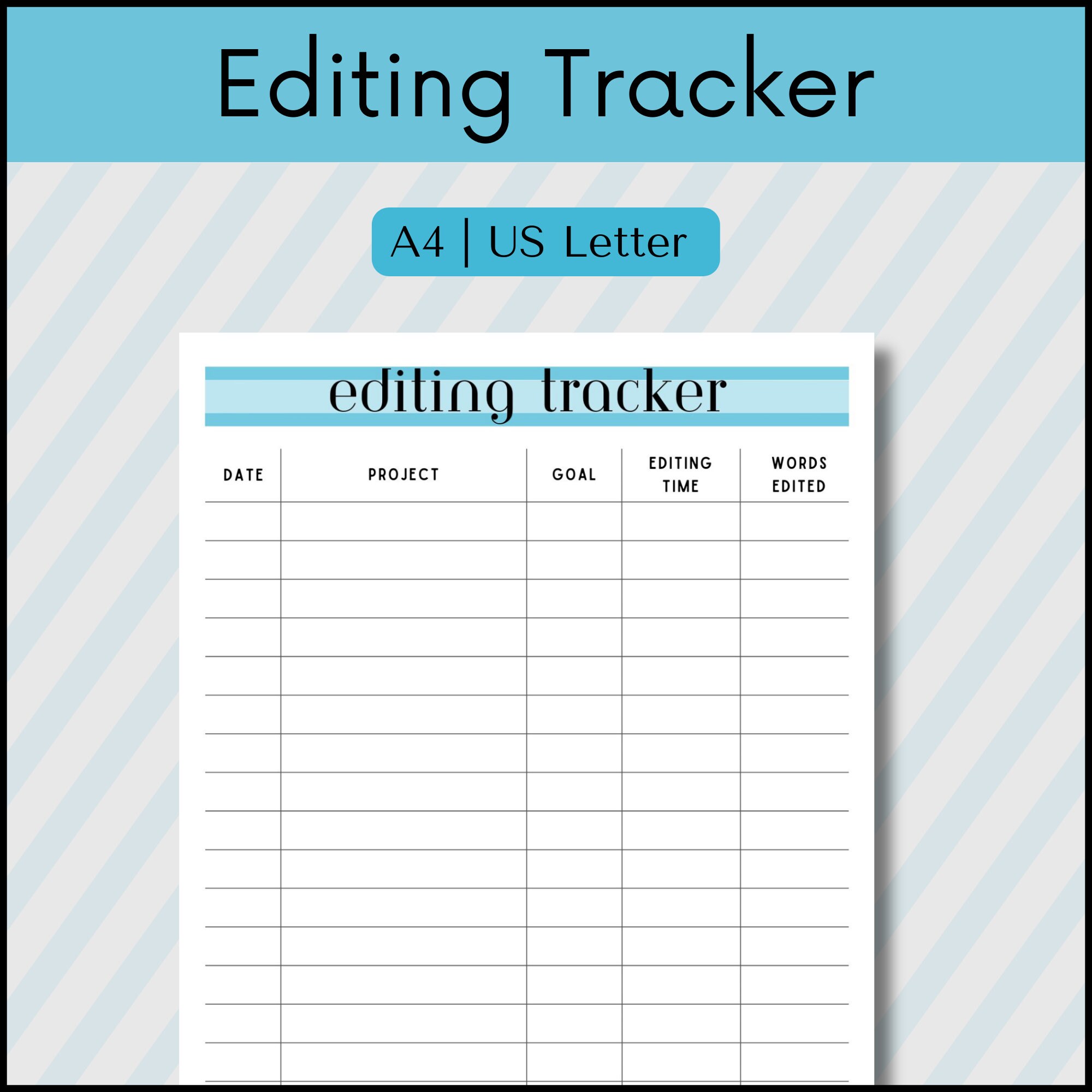 Word Count Tracker, Editing Tracker, Proofreading Tracker, Writing ...