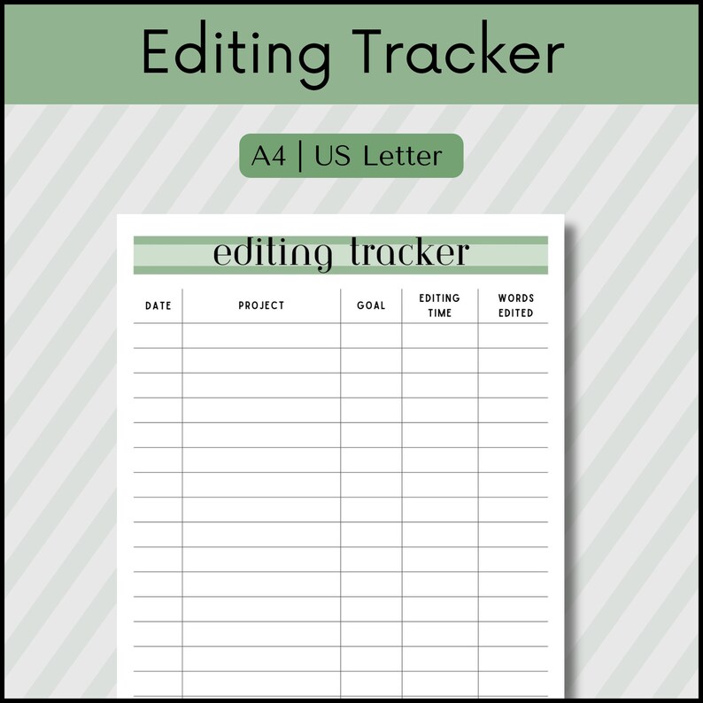 Word Count Tracker, Editing Tracker, Proofreading Tracker, Writing ...