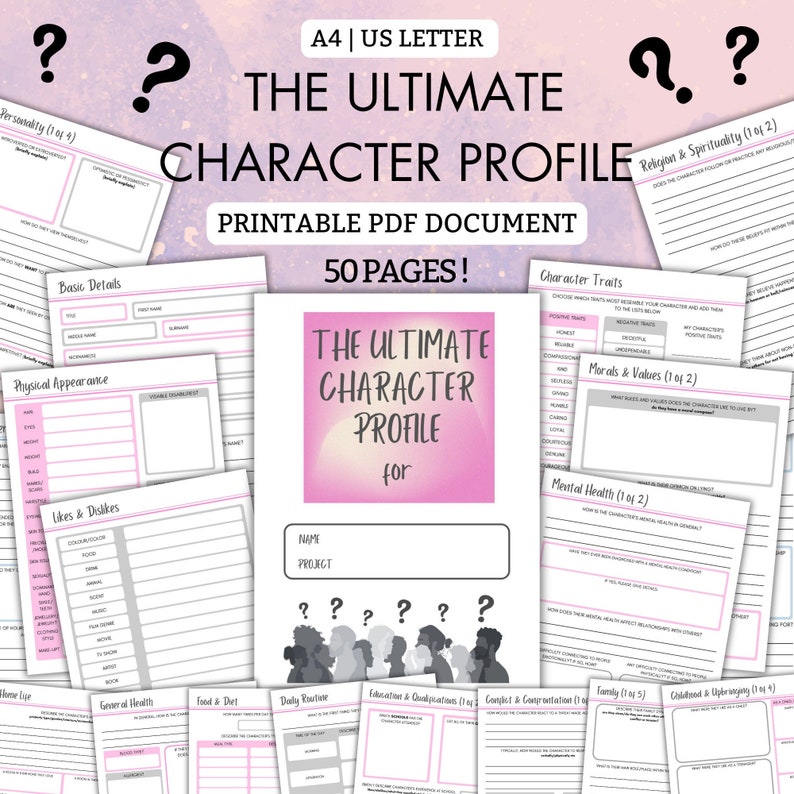 The ULTIMATE CHARACTER Profile! | 50 Pages! | PDF Printable | A4 | Us ...