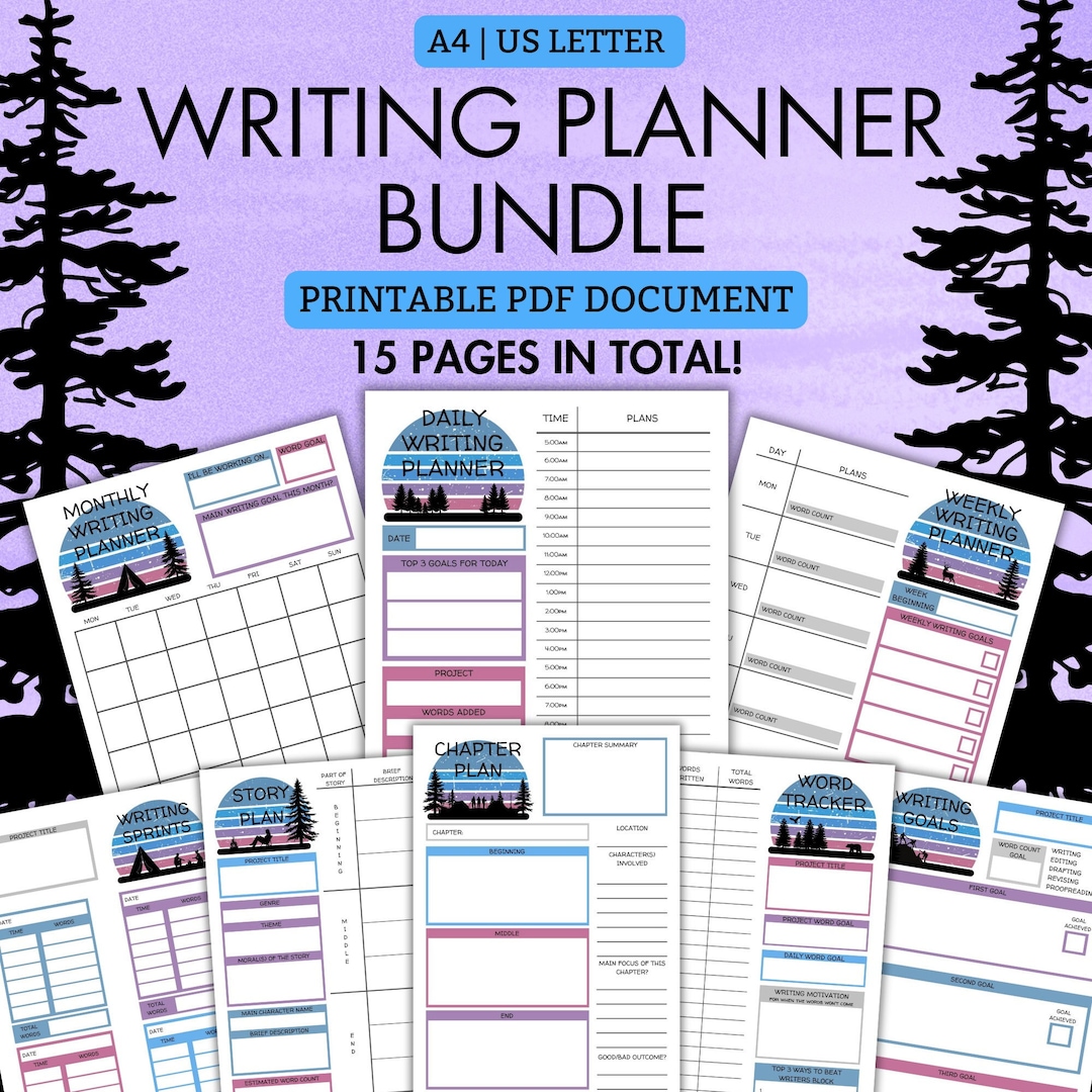 15 Page Writing Planner Bundle! | Printable PDF | A4 | US Letter ...