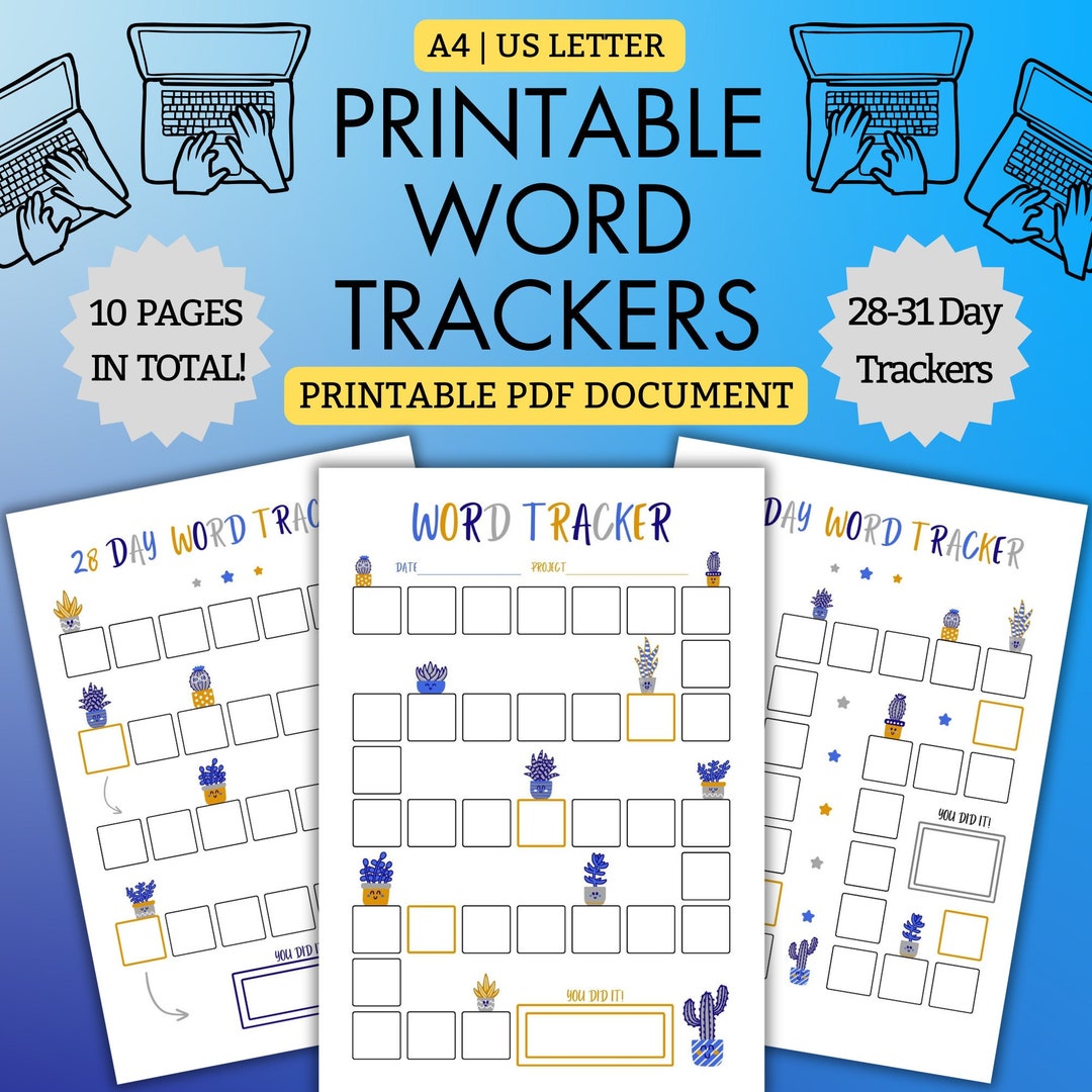 Word Tracker Bundle! | PRINTABLE PDF | Writing Tracker | Monthly ...