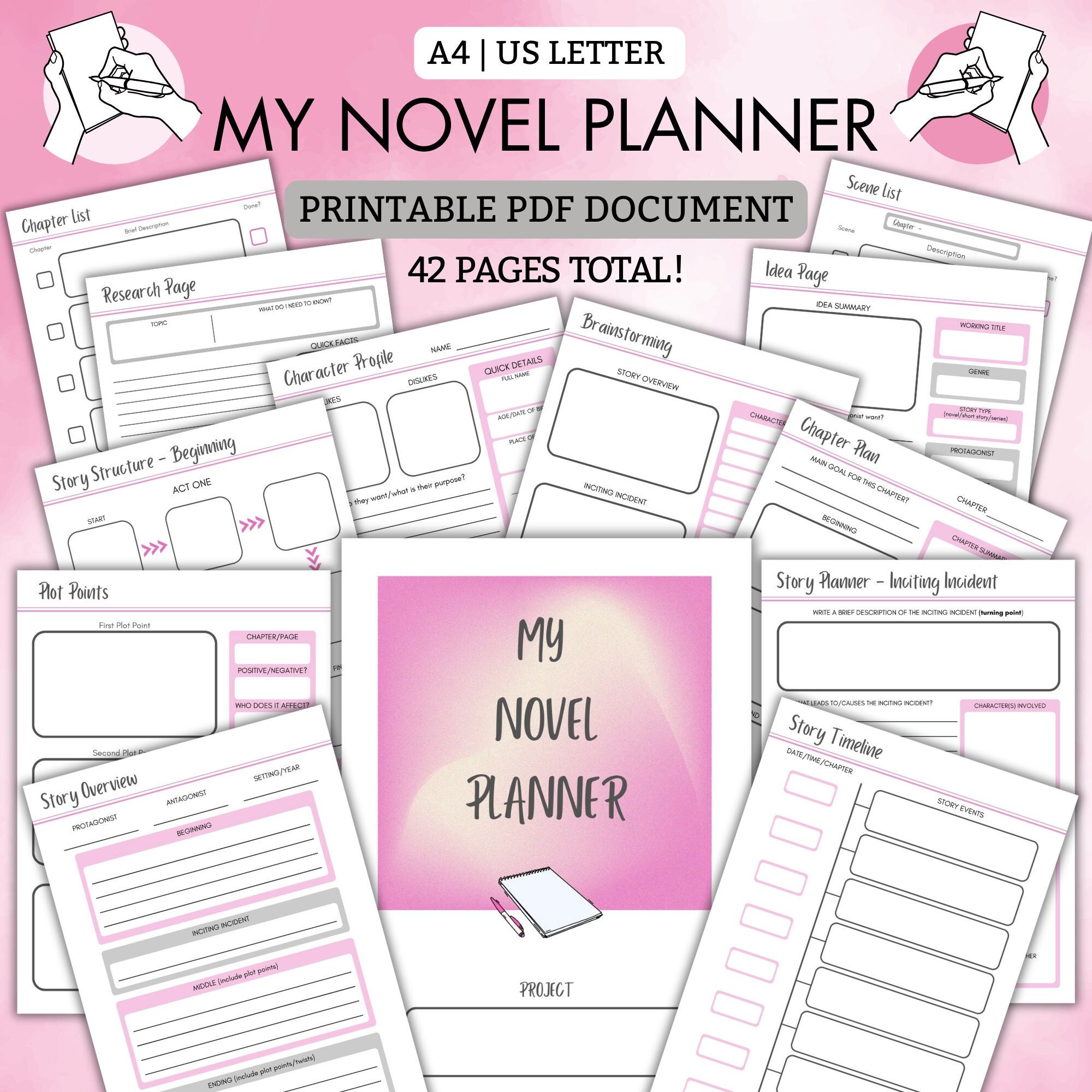 My Novel Planner Printable PDF 40 Pages to Help Plan Your BESTSELLER A4 ...