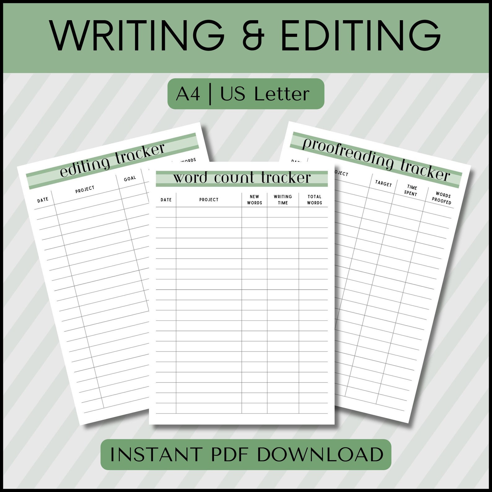 Word Count Tracker, Editing Tracker, Proofreading Tracker, Writing ...