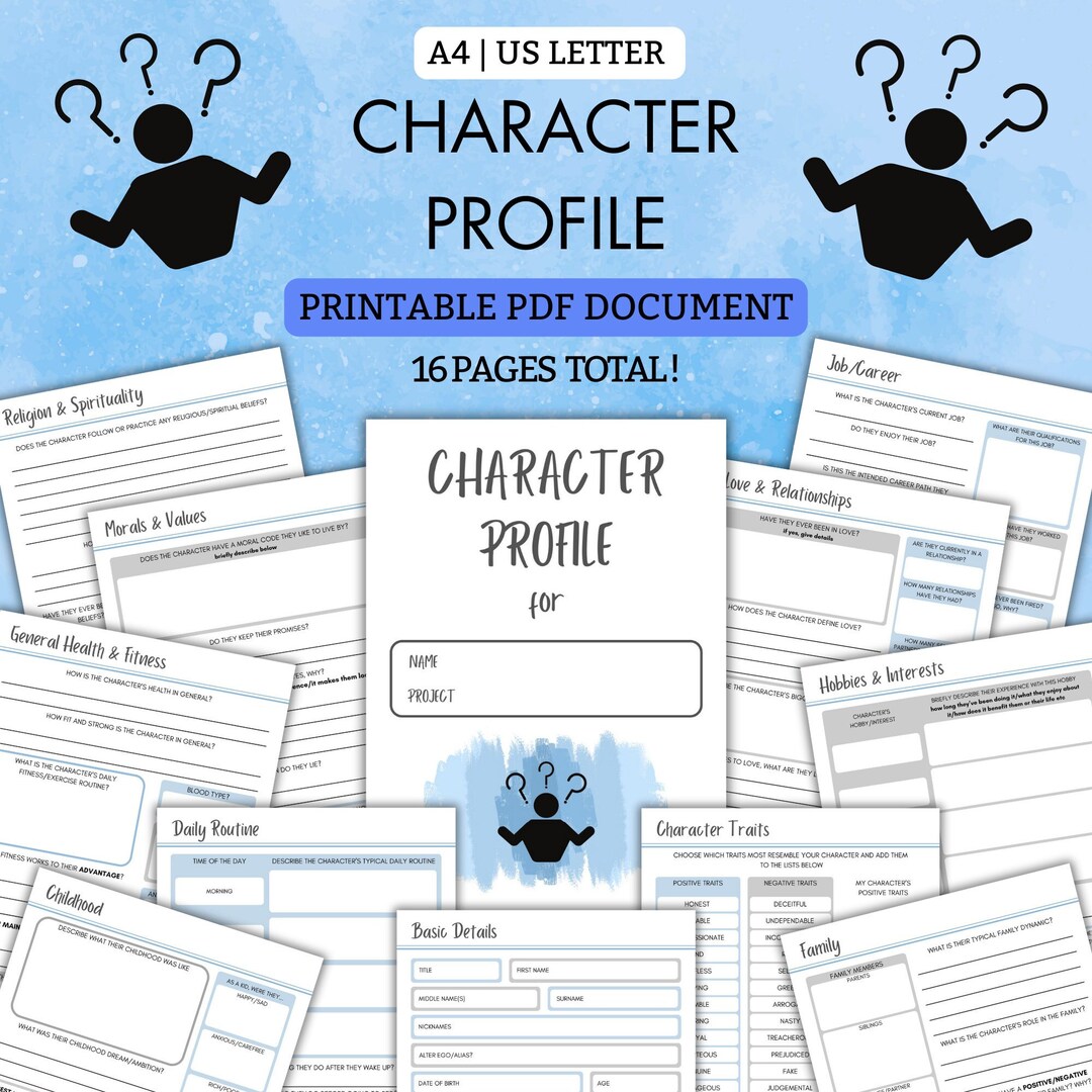 16 Page CHARACTER PROFILE to Help You Craft the Best Main Character for ...