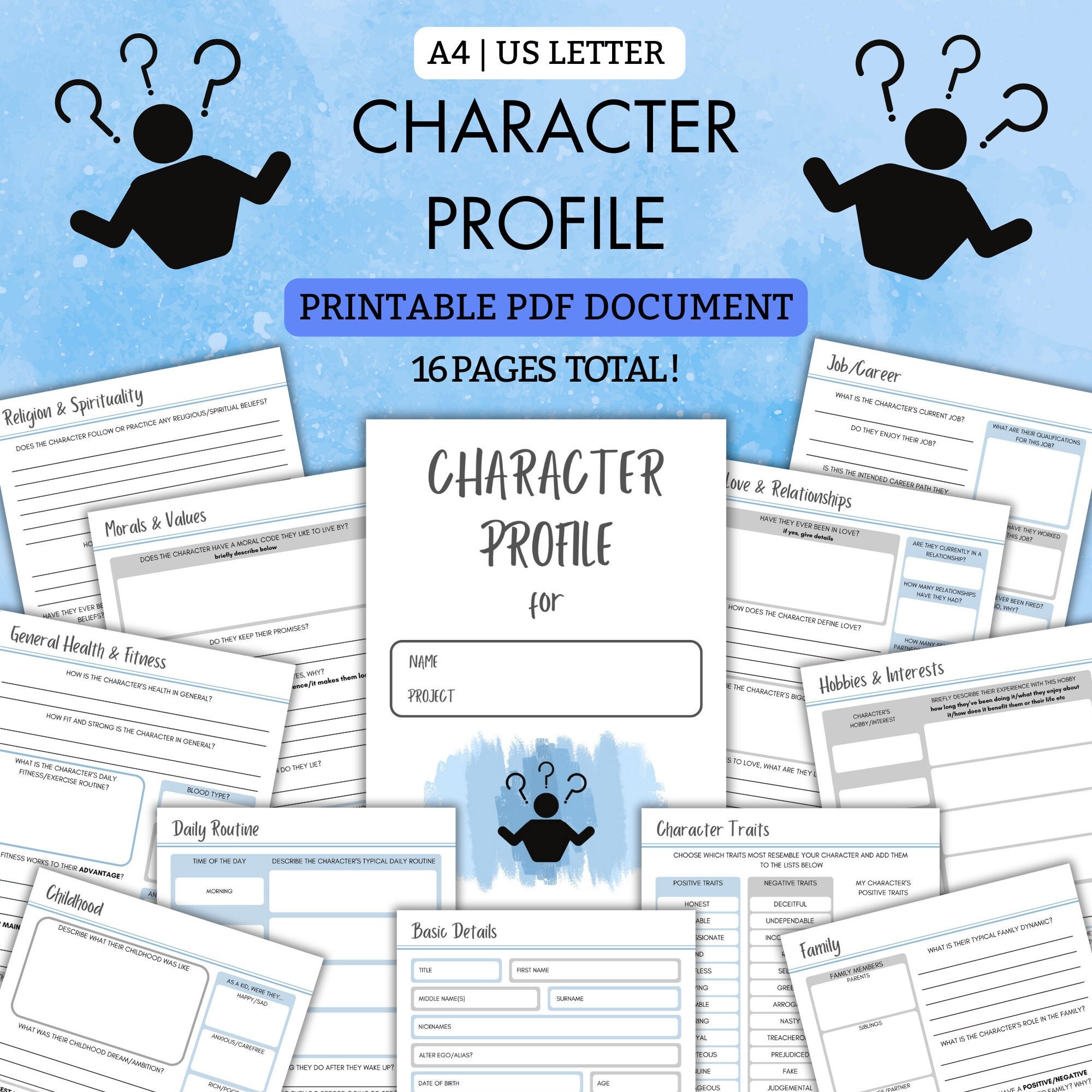 16 Page CHARACTER PROFILE to Help You Craft the Best Main Character for ...