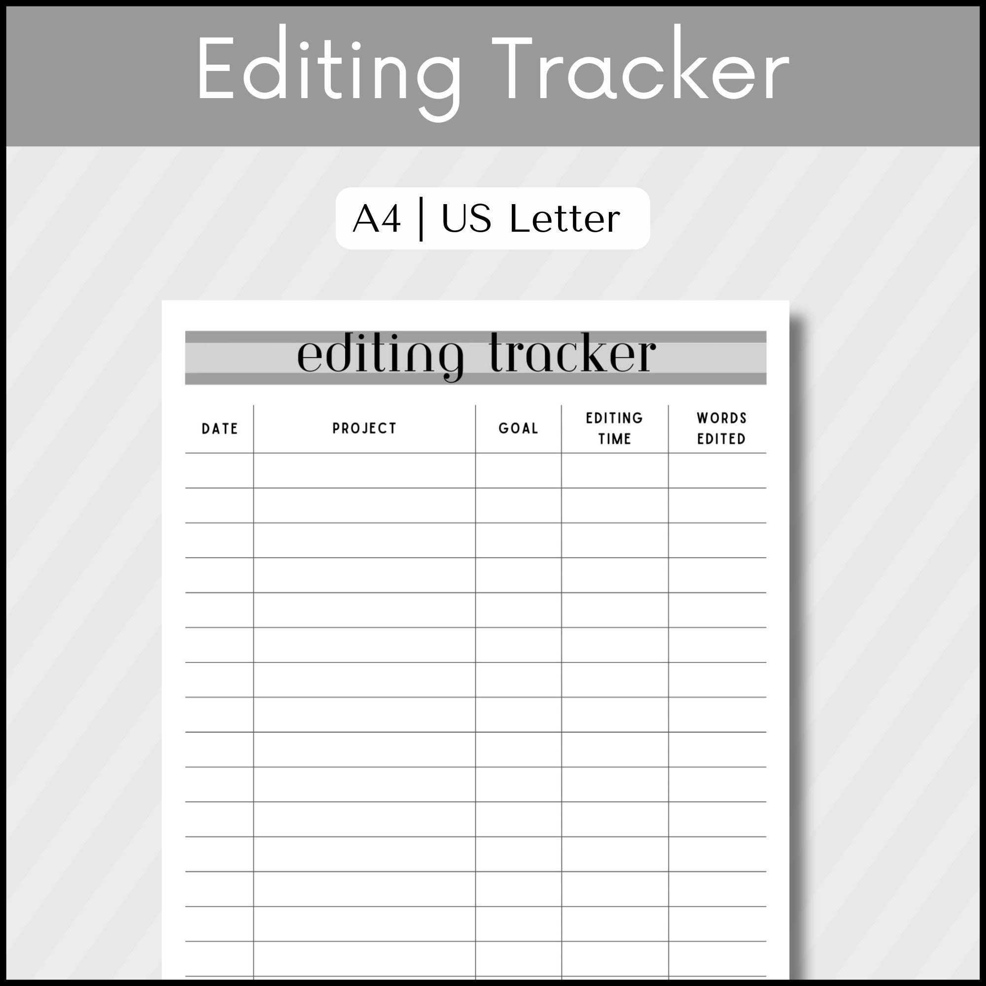 Word Count Tracker, Editing Tracker, Proofreading Tracker, Writing ...