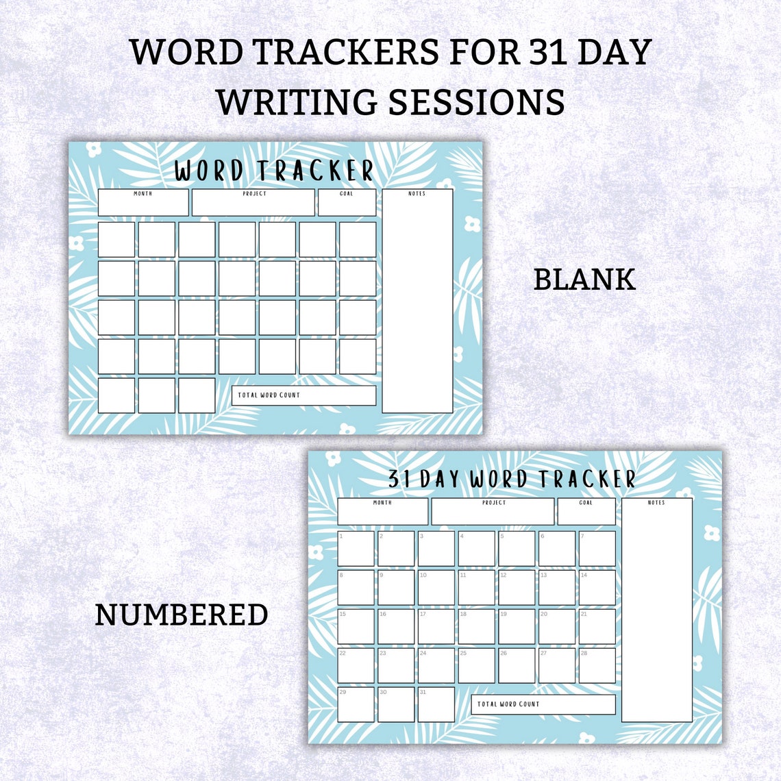 30 and 31 Day Word Trackers! | PDF Printable | 6 PAGES! | Writing ...