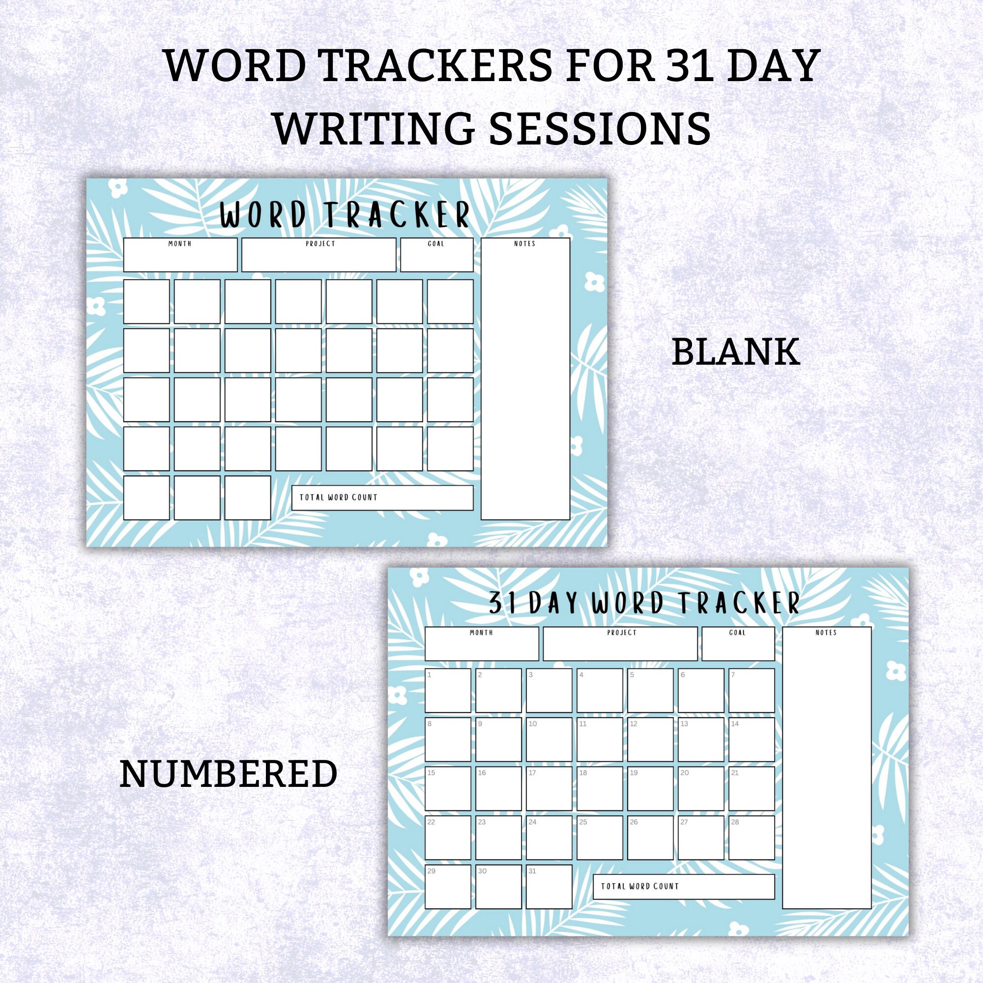 30 and 31 Day Word Trackers! | PDF Printable | 6 PAGES! | Writing ...