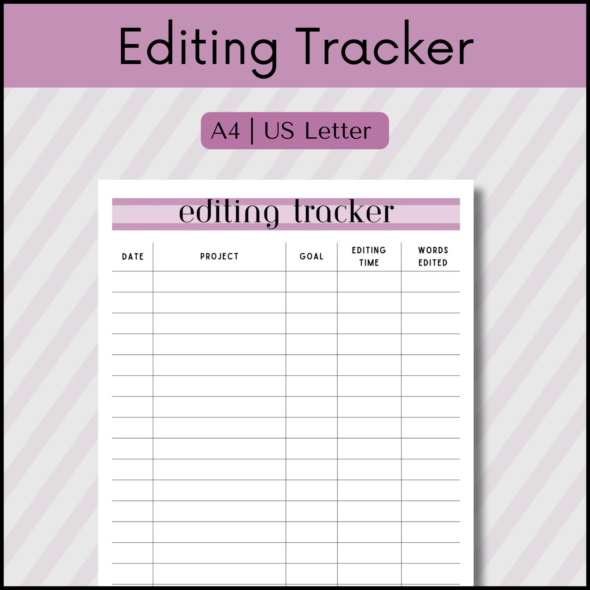 Word Count Tracker, Editing Tracker, Proofreading Tracker, Writing ...