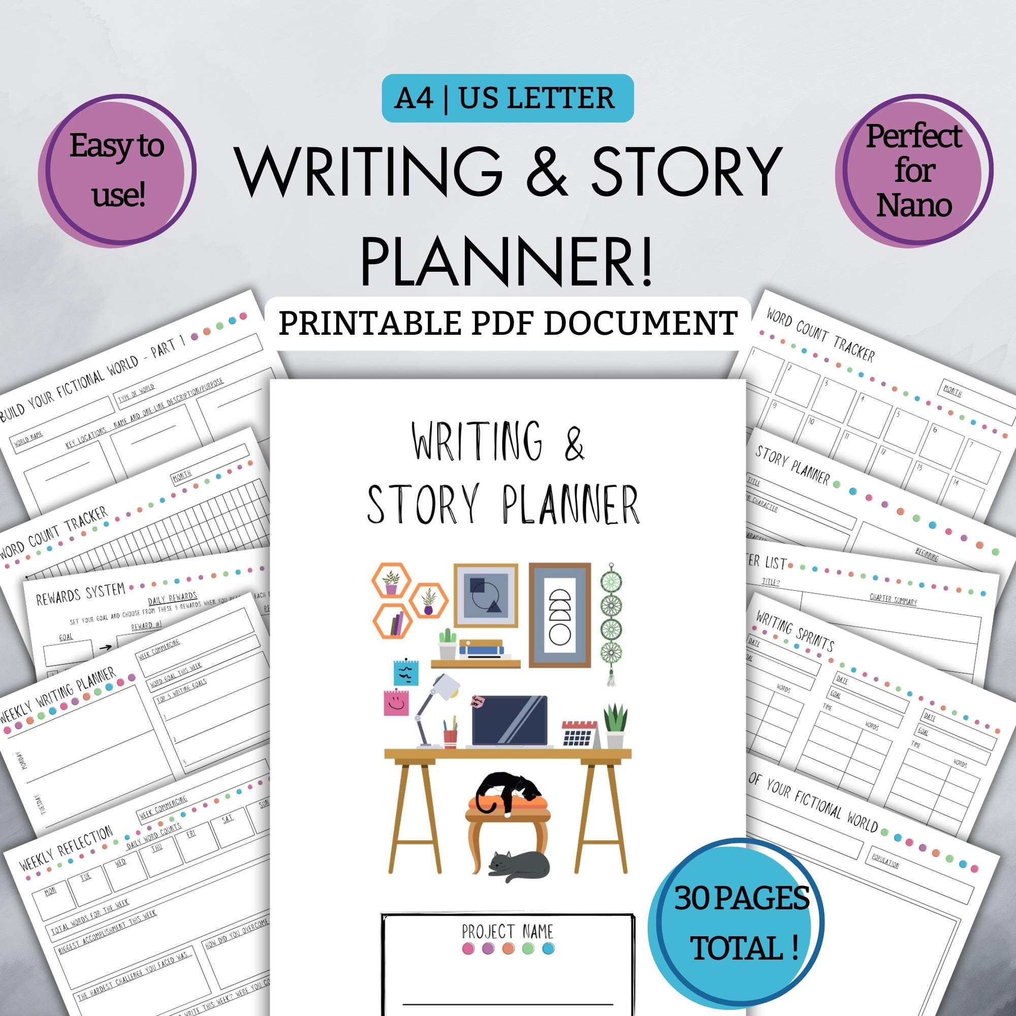 Writing & Story Planner | 30 Pages | Printable PDF | Perfect for ...