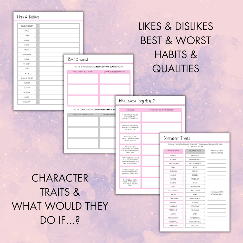 The ULTIMATE CHARACTER Profile! | 50 Pages! | PDF Printable | A4 | Us ...