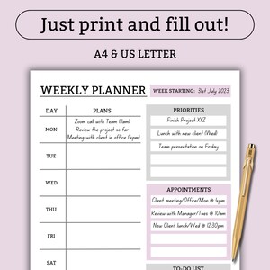 Work From Home Planner Set, Daily Planner, Weekly Planner, Monthly ...