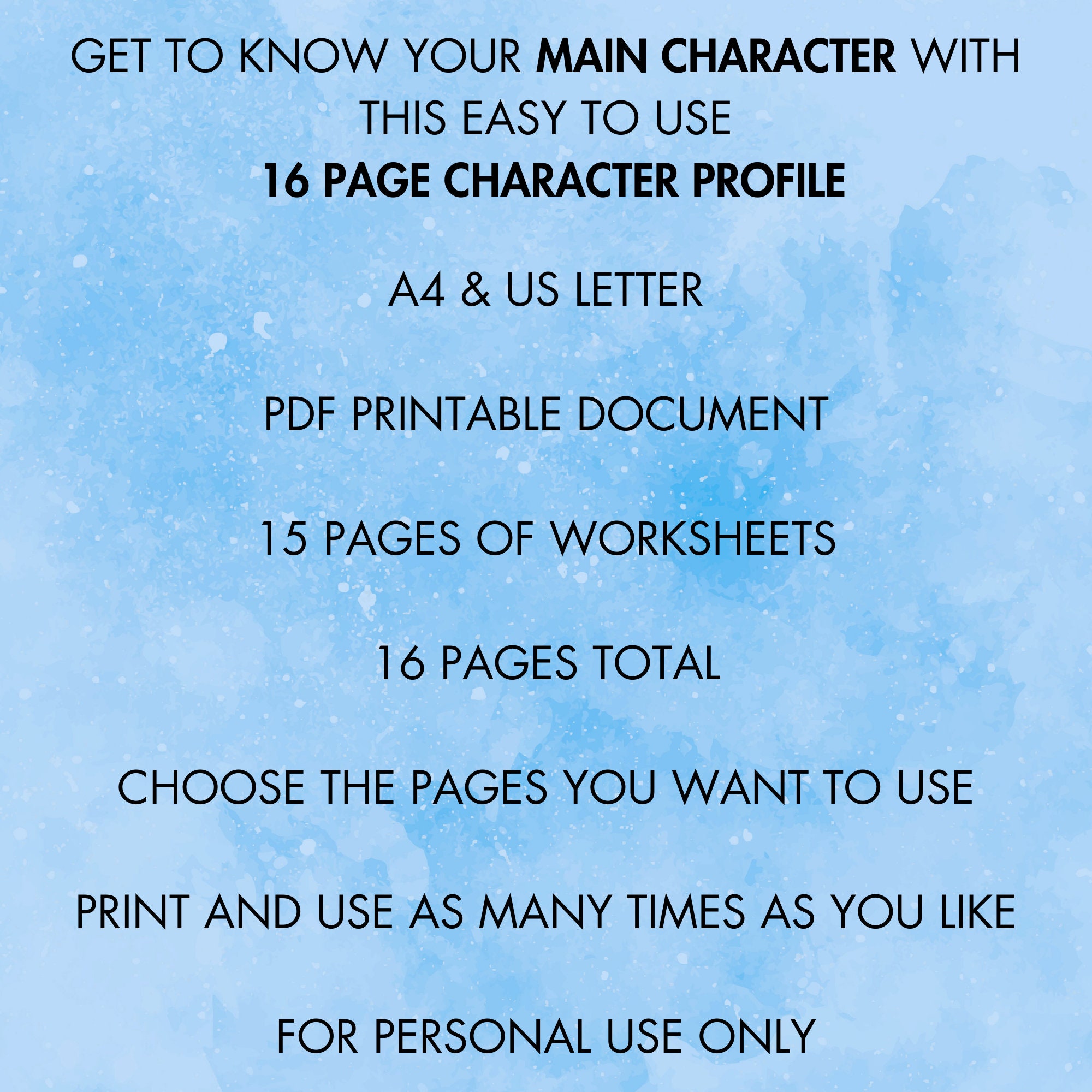 16 Page CHARACTER PROFILE to Help You Craft the Best Main Character for ...