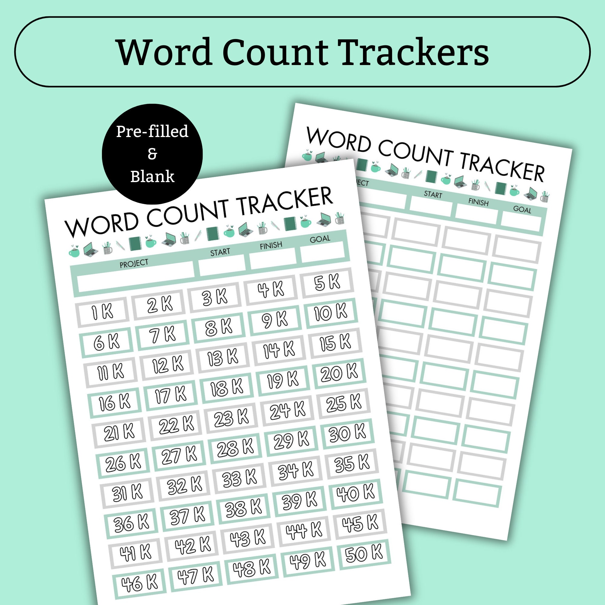 Daily, Weekly, Monthly Writing Planner Set, PRINTABLE PDF, Writers ...