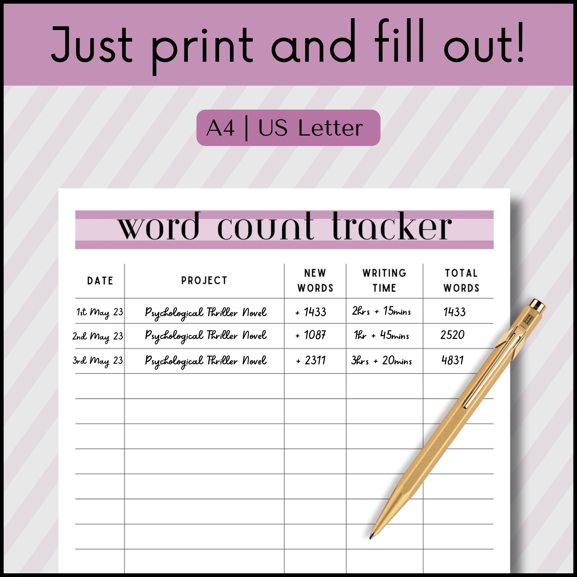 Word Count Tracker, Editing Tracker, Proofreading Tracker, Writing ...