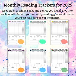 Monthly Reading Tracker Pages for 2025 | PDF Printable Document ...
