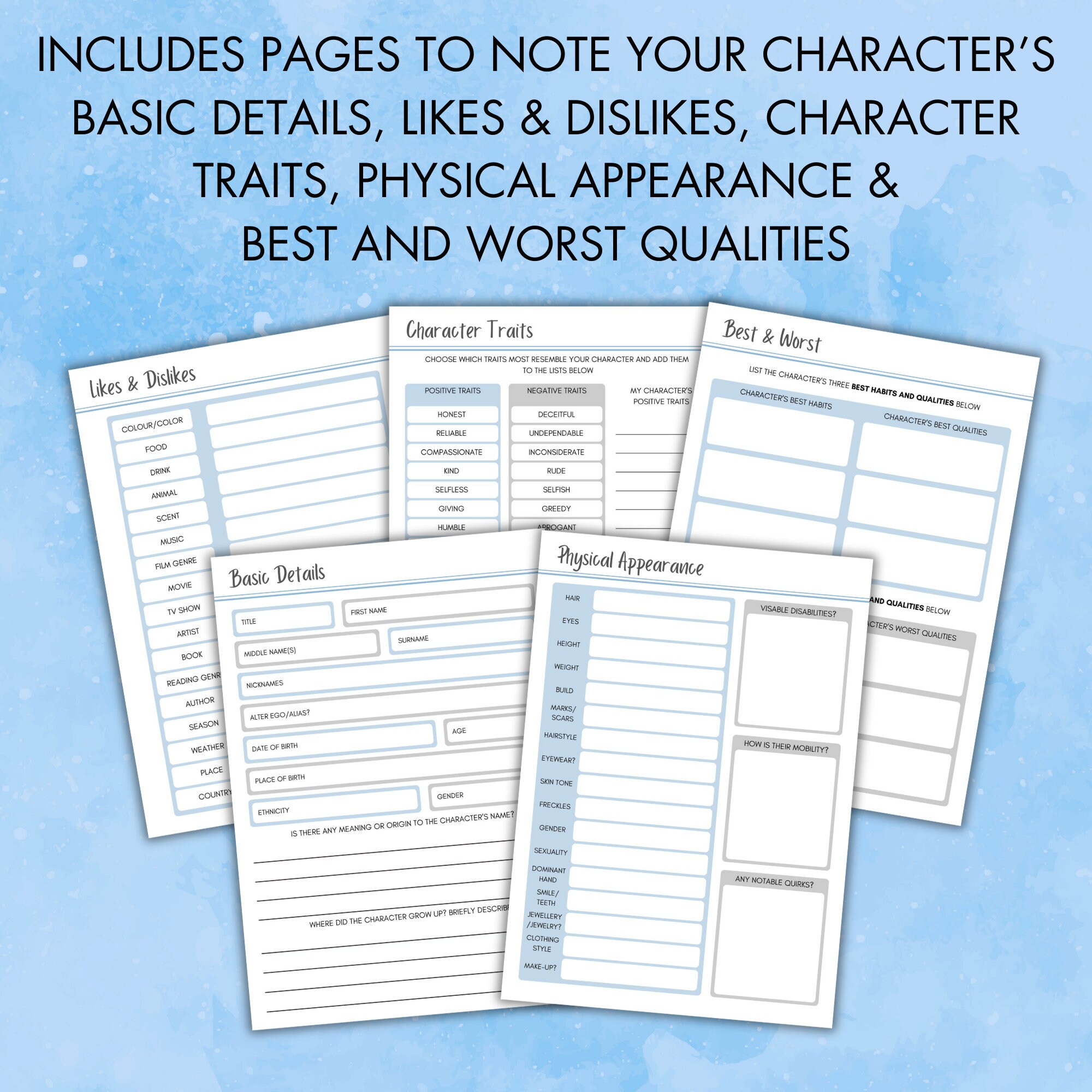 16 Page CHARACTER PROFILE to Help You Craft the Best Main Character for ...