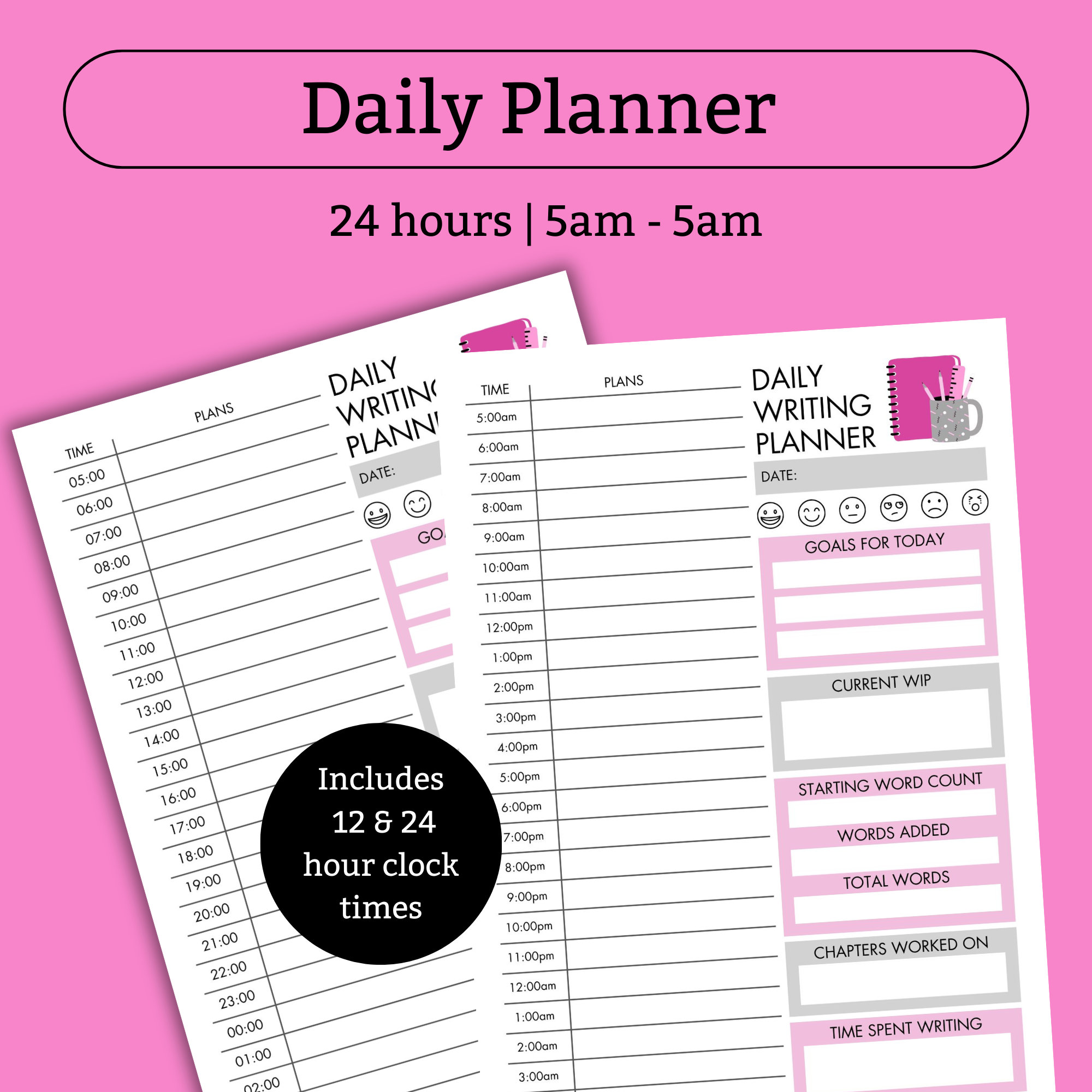 Daily, Weekly, Monthly Writing Planner Set, PRINTABLE PDF, Writers ...