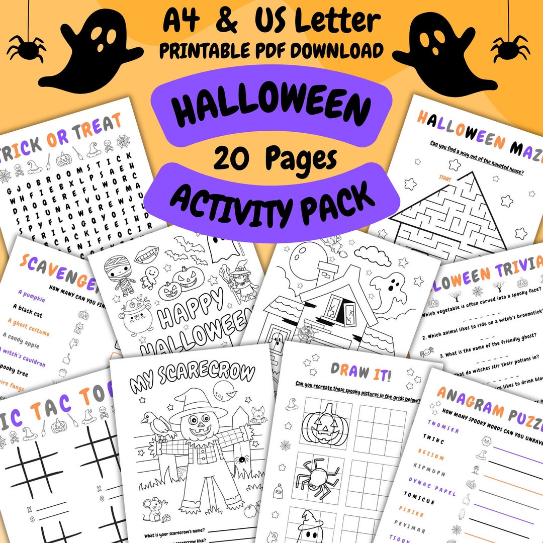 HALLOWEEN Activity Pages for Kids Printable PDF 20 Pages - Etsy